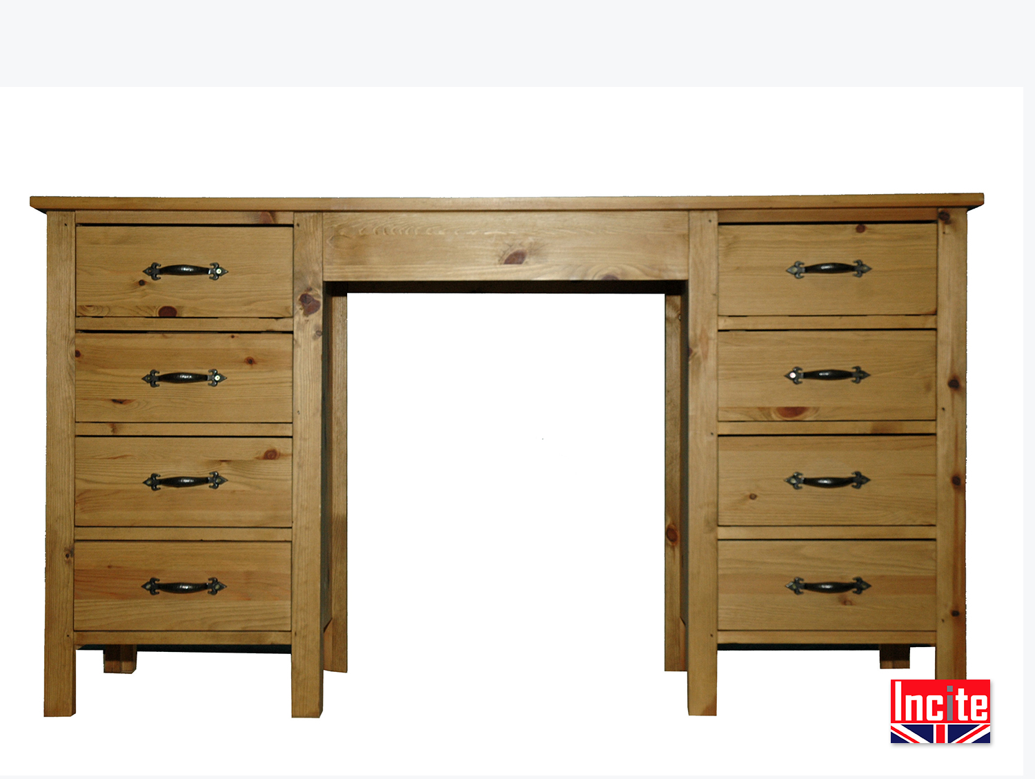 Handmade Solid Pine Shaker Double Pedestal Dressing Table